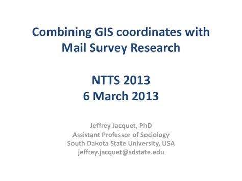 Pdf Combining Gis Coordinates With Mail Survey Research Ntts 2013