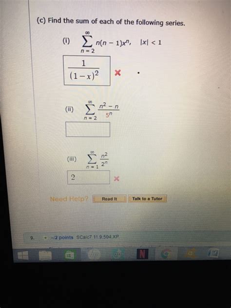 solved c find the sum of each of the following series n n