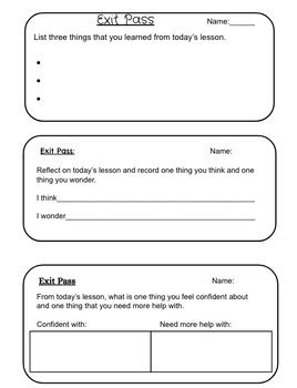 Exit Pass Template By Inspire By Latte TPT Exit Pass Template By Inspire By Latte TPT