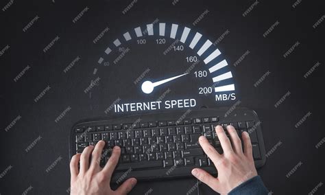 Premium Photo Male Hands Typing In Keyboard Speedometer Internet Speed