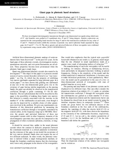Pdf Giant Gaps In Photonic Band Structures