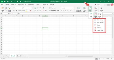 insert or delete cells rows columns in mobisheets mobisystems