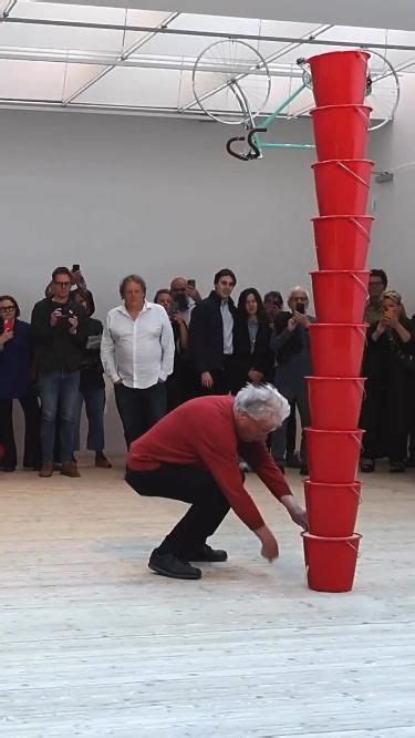 Roman Signer Activates His Sand Bucket Sculpture At Malmö Konsthall