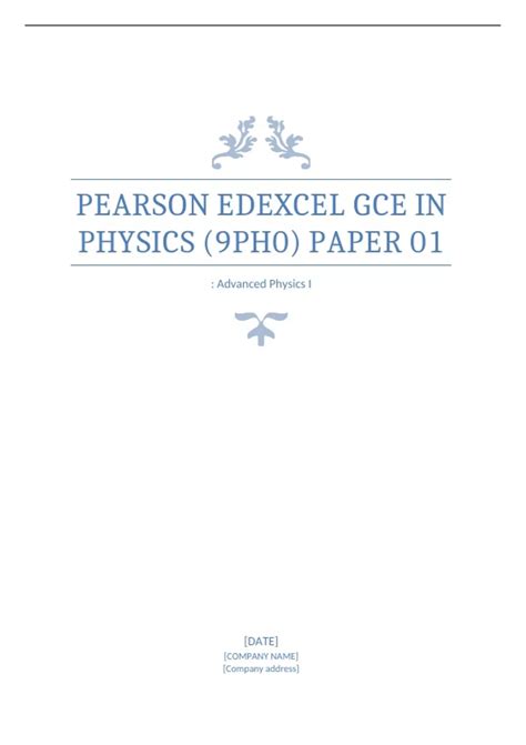 Pearson Edexcel A Level Physics Paper 1 Question Paper And Mark Scheme