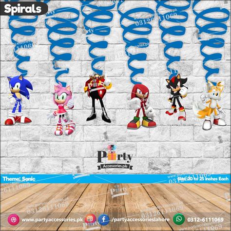Spiral Hanging Swirls In Sonic Theme Birthday Party Wall Decorations Pk