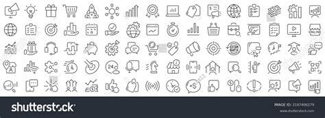 Set Business Marketing Line Icons Collection Stock Vector Royalty Free 2187406279 Shutterstock
