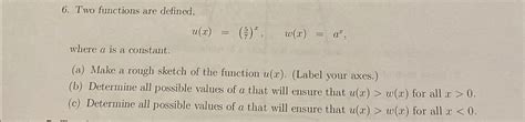 Solved Two Functions Are Definedux57xwxaxwhere A