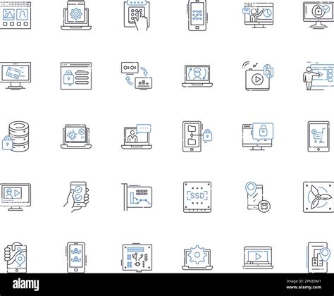 Information Technology Line Icons Collection Technology Innovations Communication