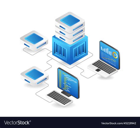 Flat Isometric 3d Technology Server Network Vector Image