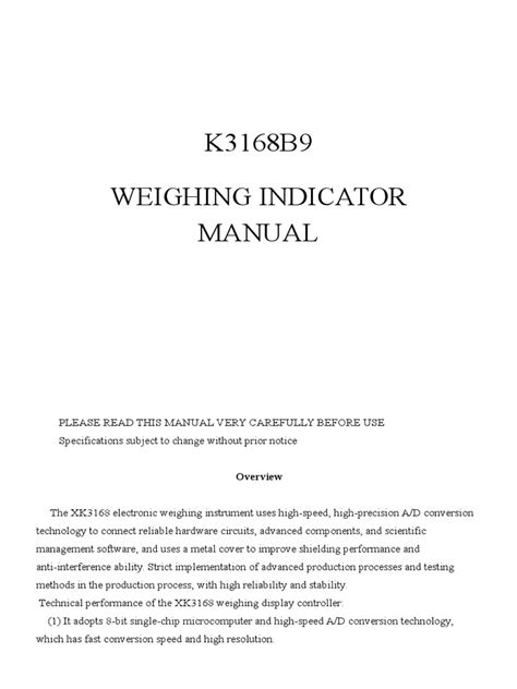 Weighing Indicator Manual Pdf Electronics Computer Engineering