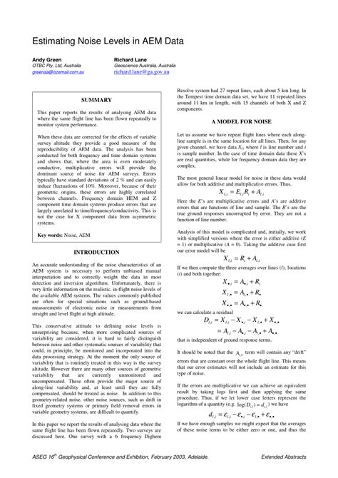 pdf estimating noise levels in aem data