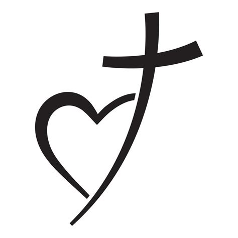 Christian Kreuz Symbol Im Herz Form Abstrakt Religiös Symbol Vektor