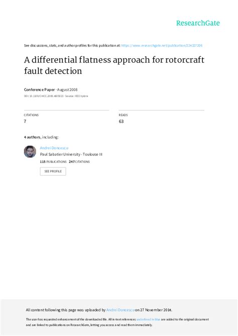 pdf a differential flatness approach for rotorcraft fault detection