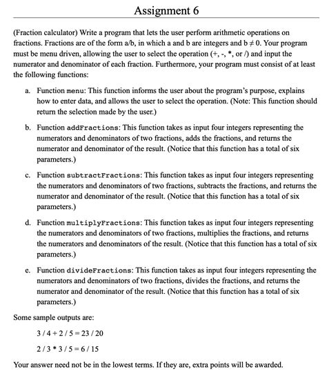 Solved Fraction Calculator Write A Program That Lets The Chegg