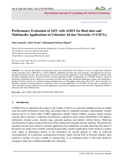 Pdf Performance Evaluation Of Adv With Aodv For Real Time And Multimedia Applications In