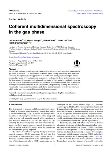 Coherent Multidimensional Spectroscopy In The Gas Phase Request Pdf