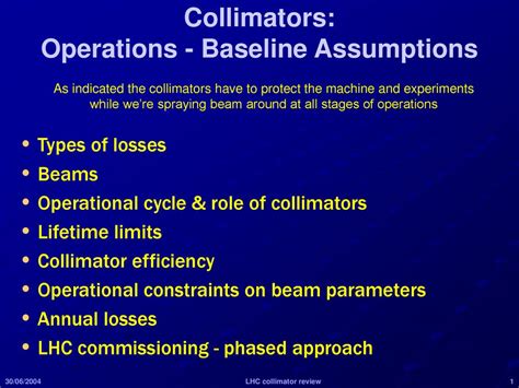 Collimators Operations Baseline Assumptions Ppt Download