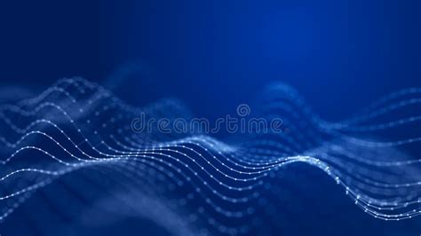 Abstract Background Grid Of Interlacing Lines And Dots Futuristic Blue Particle Wave Structure