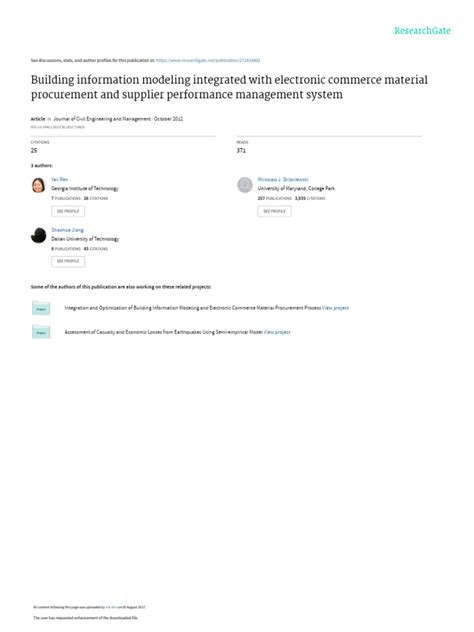 Building Information Modeling Integrated With Electronic Commerce Material Procurement And