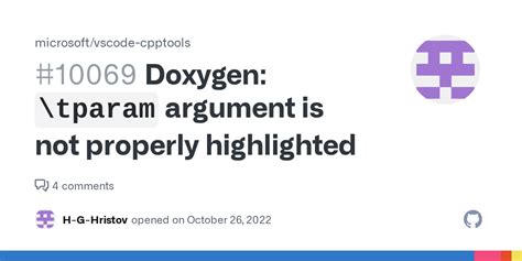 Doxygen ` Tparam` Argument Is Not Properly Highlighted · Issue 10069