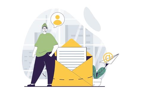 Premium Vector Email Service Concept With People Scene In Flat Design For Web Man Writes And