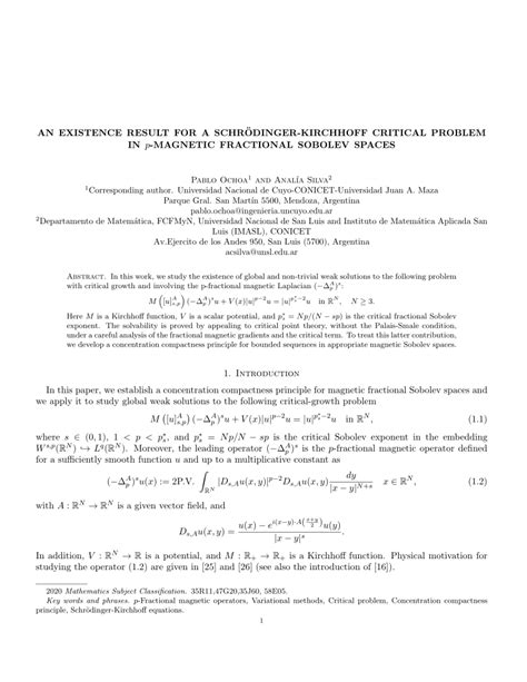 Pdf An Existence Result For A SchrÖdinger Kirchhoff Critical Problem