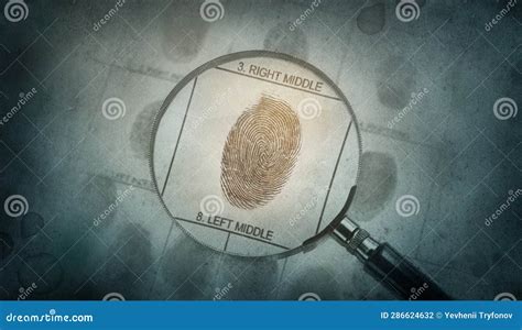 Magnifier And Fingerprint Police Form Background On The Theme Of Crime Police Fbi Detective