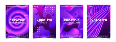 다이나믹한 부드러운 컬러풀하고 물결 모양의 컬러풀한 유체 모양의 트렌디한 그라데이션 커버 디자인 추상적인 배경 템플릿 세트 벡터 A4 레이아웃 0명에 대한 스톡 벡터 아트