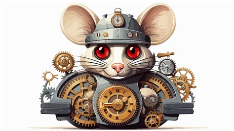 Vintage Cartoon Clockwork Mouse Illustration Premium Ai Generated Vector