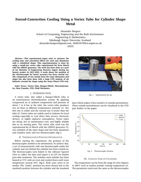 PDF Forced Convection Cooling Using A Vortex Tube For Cylinder Shape Metal
