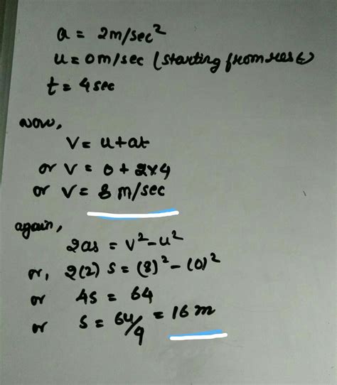 A Car Accelerates Uniformly At The Rate Of 2m S 2 After Starting From Rest Find The Distance