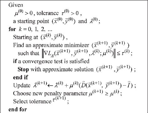 Algorithm 1 Quadratic Penalty Method Download Scientific Diagram