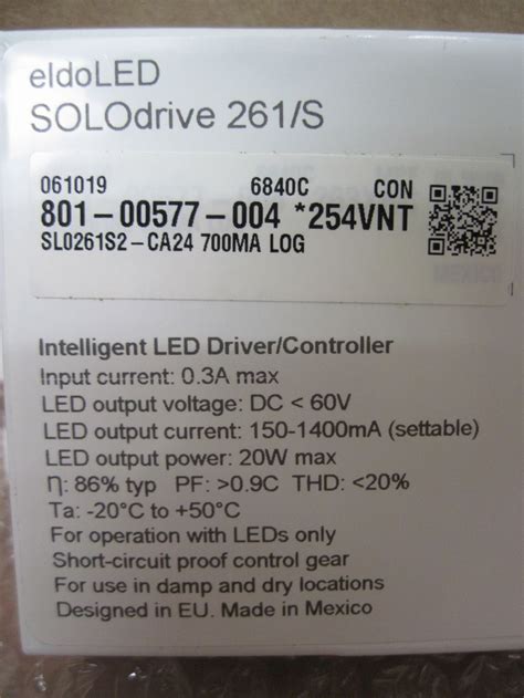 Acuity Eldoled Solodrive 261s Intelligent Led Driver Controller 120250vac 20w Ebay