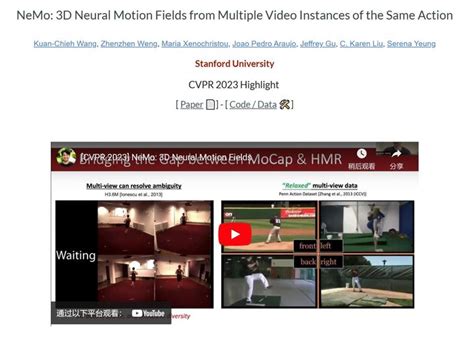 （cvpr 2023 Highlight）nemo 3d Neural Motion Fields From Multiple Video Instances Of The Same