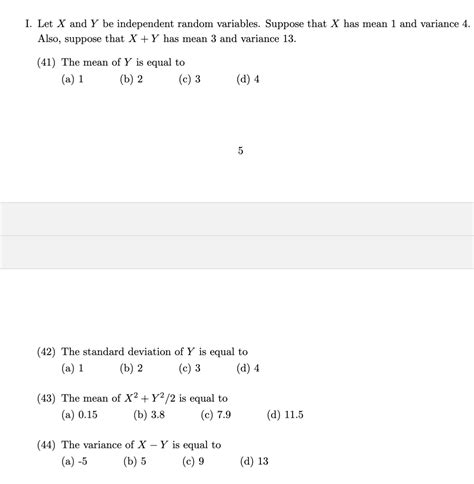 Solved I Let X And Y Be Independent Random Variables Chegg