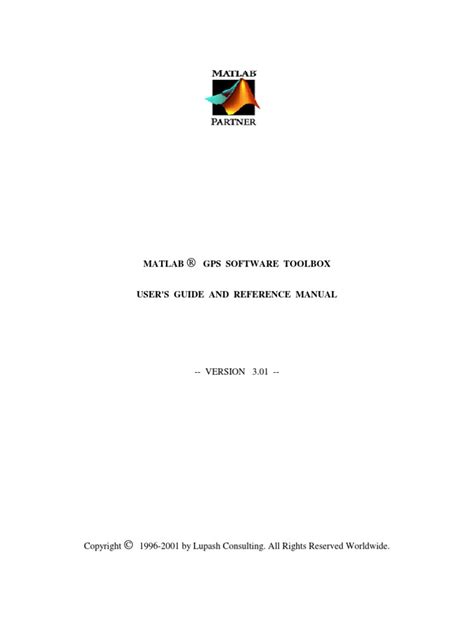 Matlab Gps Software Toolbox Users Guide And Reference Manual Pdf