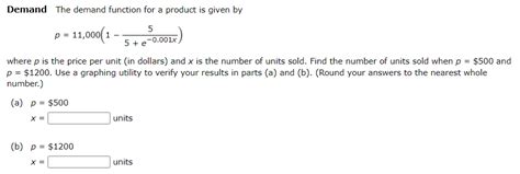 solved demand the demand function for a product is given by