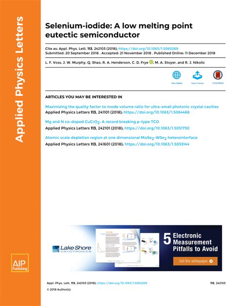 Pdf Selenium Iodide A Low Melting Point Eutectic Semiconductor