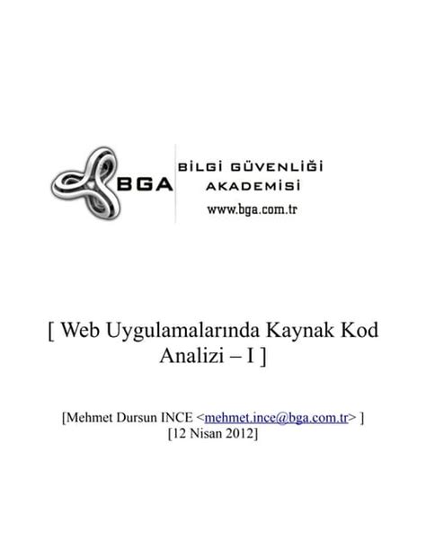 Web Uygulamalarında Kaynak Kod Analizi 1 Pdf