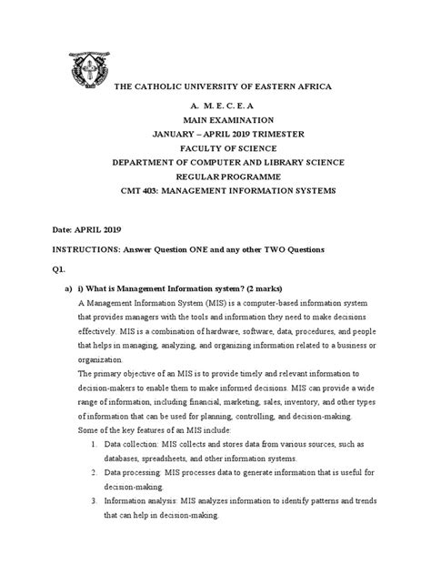 Cmt 403 Management Information Systems Pdf Enterprise Resource