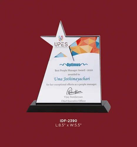 Custom Handshake Shape Acrylic Award Trophy Momento Corporate Award