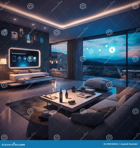 Smart Home Interior With Augmented Reality Ai Generative Stock Illustration Illustration Of