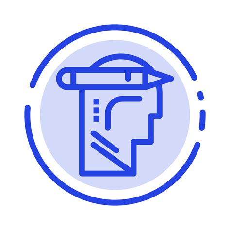 Head Mind Thinking Write Blue Dotted Line Line Icon 19170633 Vector Art