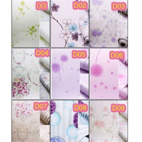 Wallpaper Sticker วอลเปเปอร์สติ๊กเกอร์ติดผนัง มีกาวในตัว ลายดอกไม้ หน้ากว้าง 45 ซม ยาว 10 เมตร