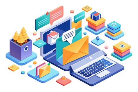 A Vibrant Digital Workspace Displays Various Elements Of Designing An Email Campaign Email