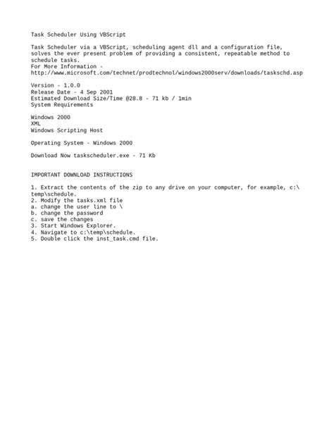 Task Scheduler Using Vbscript Pdf