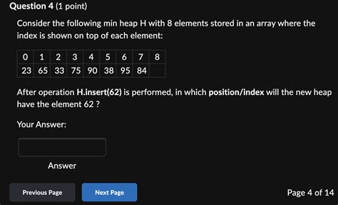 solved consider the following min heap h with 8 elements