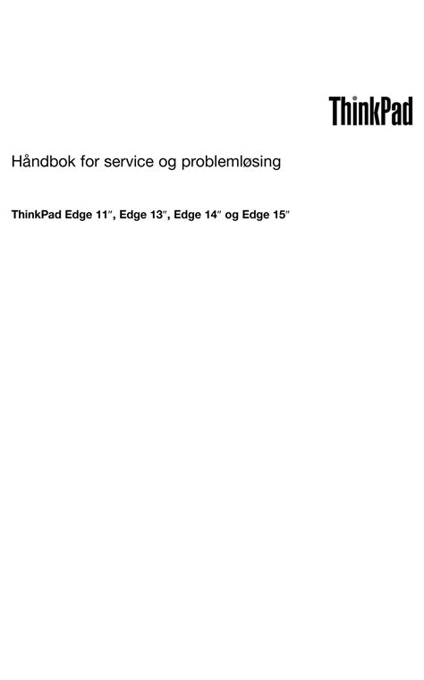 Lenovo Thinkpad Edge Troubleshooting Manual Pdf Download Manualslib
