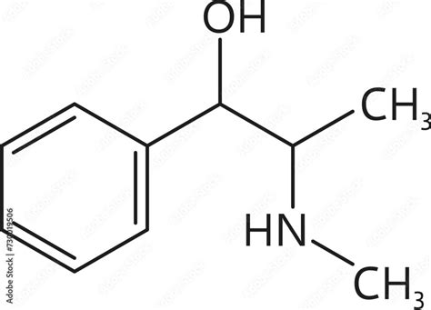 Pseudoephedrine Drug Molecule Formula And Chemical Structure Vector Model Synthetic Or Organic