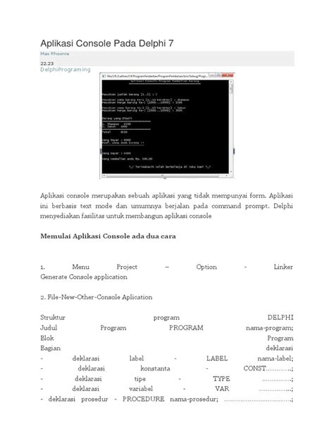 Aplikasi Console Pada Delphi 7 Pdf